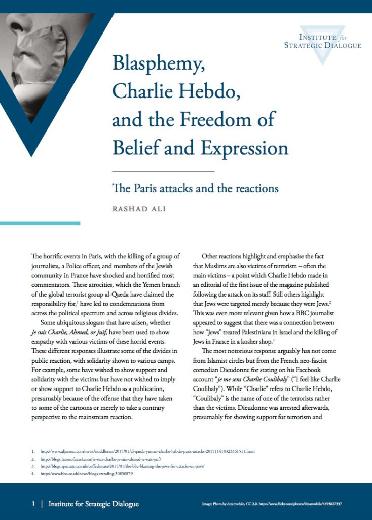Blasphemy, Charlie Hebdo, and the Freedom of Belief and Expression - ISD