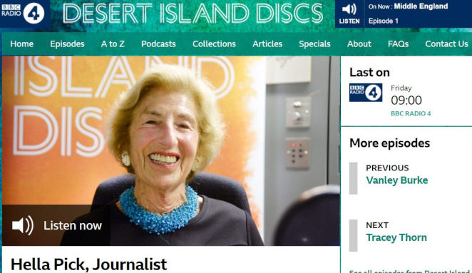 Hella Pick (ISD International Advisory Board) on Desert Island Discs - ISD