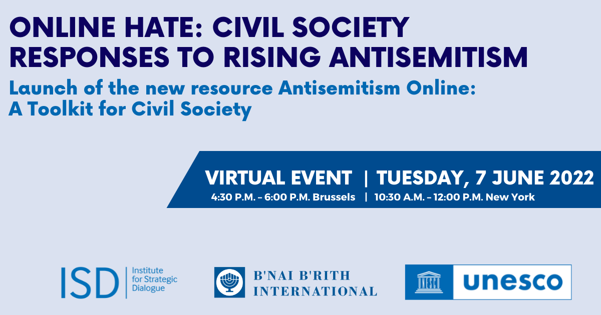 Launch of civil society toolkit to counter online antisemitism - ISD